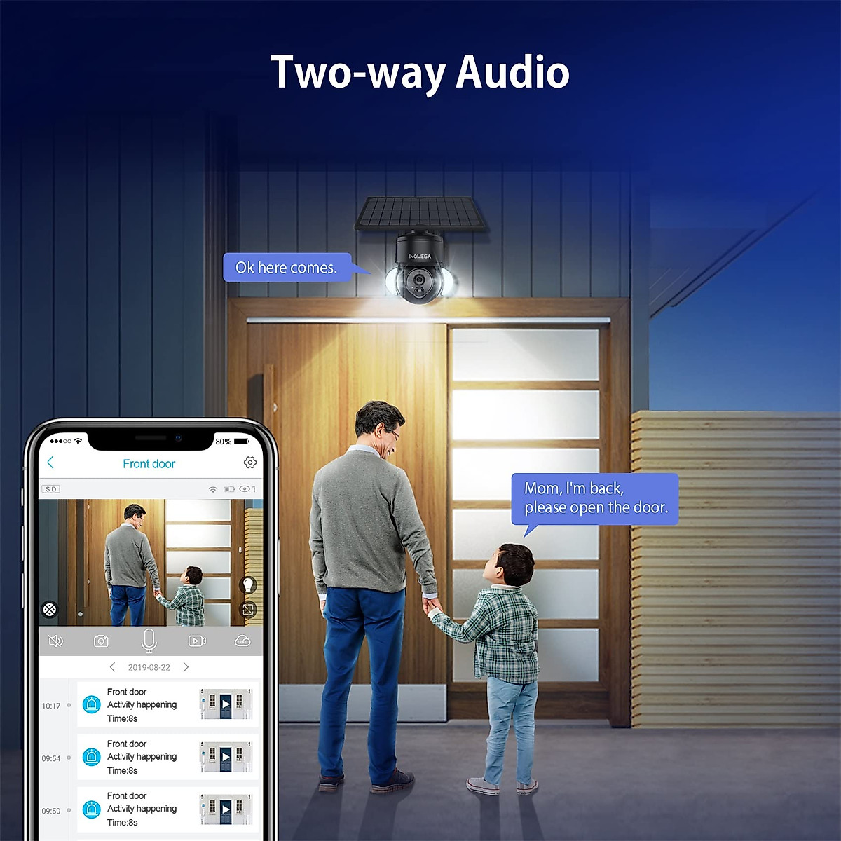 INQMEGA Solar Security Camera Outdoor, Security Cameras Wireless Outdoor,15000mAh Battery Solar Powered with 3MP Night Vision,Floodlight,2-Way Audio, PIR Motion Detection SD&Cloud(Black)