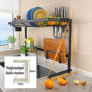 FEHUN Sinks,Stainless Steel Kitchen Sink Dish Drying Rack Drain Rack Cutlery Water Filter Tableware Organizer