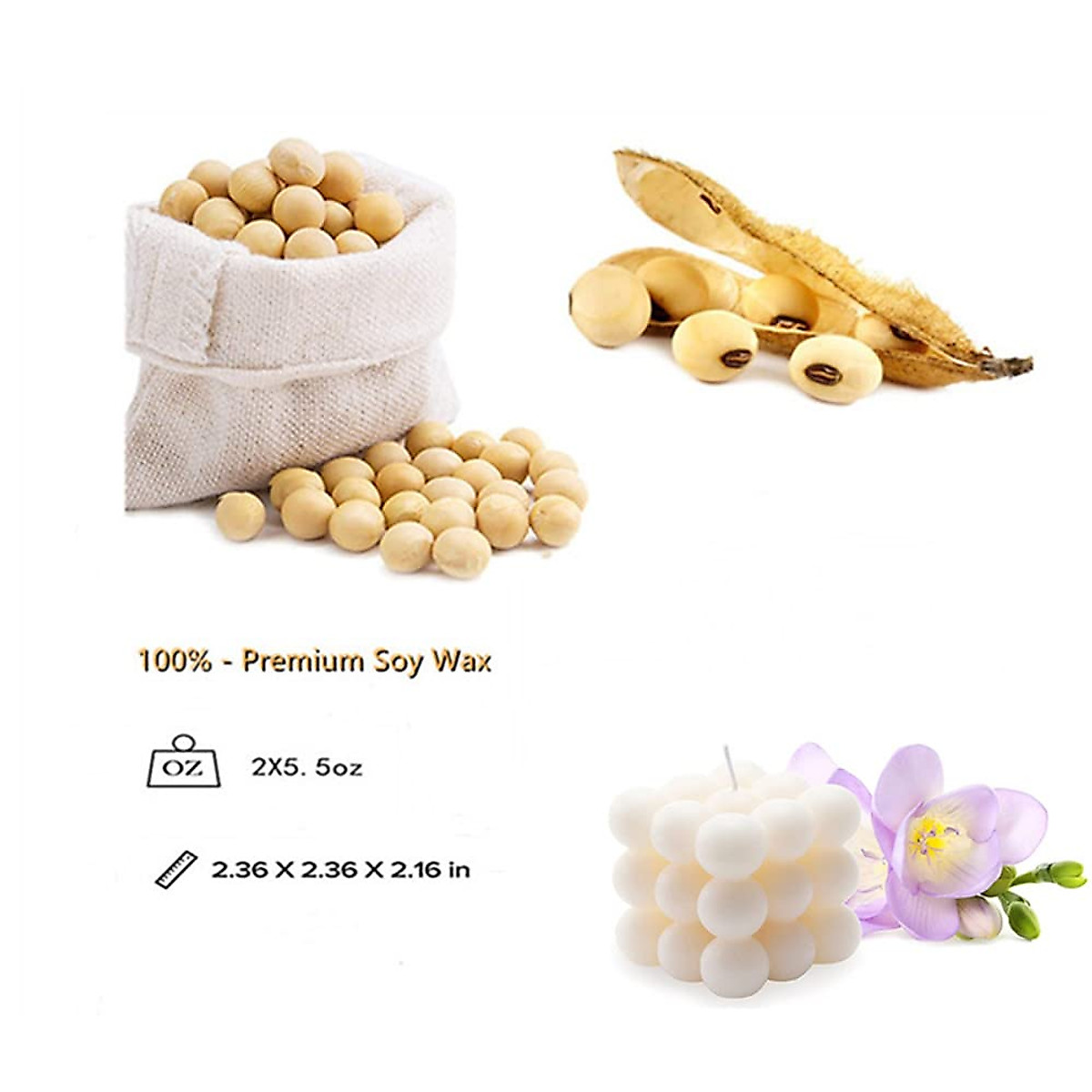 Pack of 2 Bubble Candles - Smokeless Cubed Soy Scented Candles, Aesthetic Home Decor Candles, Home Use and Gifting (White + Pink)