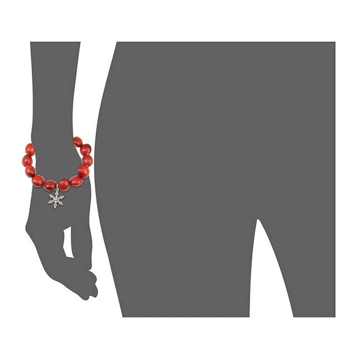 Silver Snowflake Christmas Holiday Charm - Stretchy Adjustable Beaded Bracelet for Women 6.5” - 7.5” w/Meaningful Good Luck Huayruro Seeds Beads - Great gifts for Mom, Daughter, Sister, Aunt