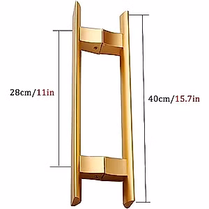 BOHHO Barn Door Pull Handle, Gold Stainless Steel Modern Entry Door Handle, 16in/20in Shower Glass Sliding Barn Door Interior Exterior Door Pull Push Brushed Nickel Satin Finish (Size : 40cm/15.7in)