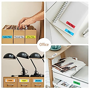 6 Pack Compatible with P-Touch Label Tape 12mm 0.47 inch Laminated Tze Tape Black on White/Fluorescent Orange/Red/Blue/Yellow/Green Replacement for Brother P Touch PT-H110 D600 D210 Label Maker