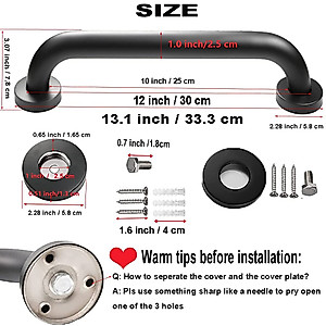 2 Pack 12 Inch Oil Rubbed Black Shower Grab Bar, iMomwee Stainless Steel Elderly Safety Bars, Bathroom Shower Balance Bar, Hand Rail Support, Handicap Senior Disabled Assist Bath Handle (1" Diameter)