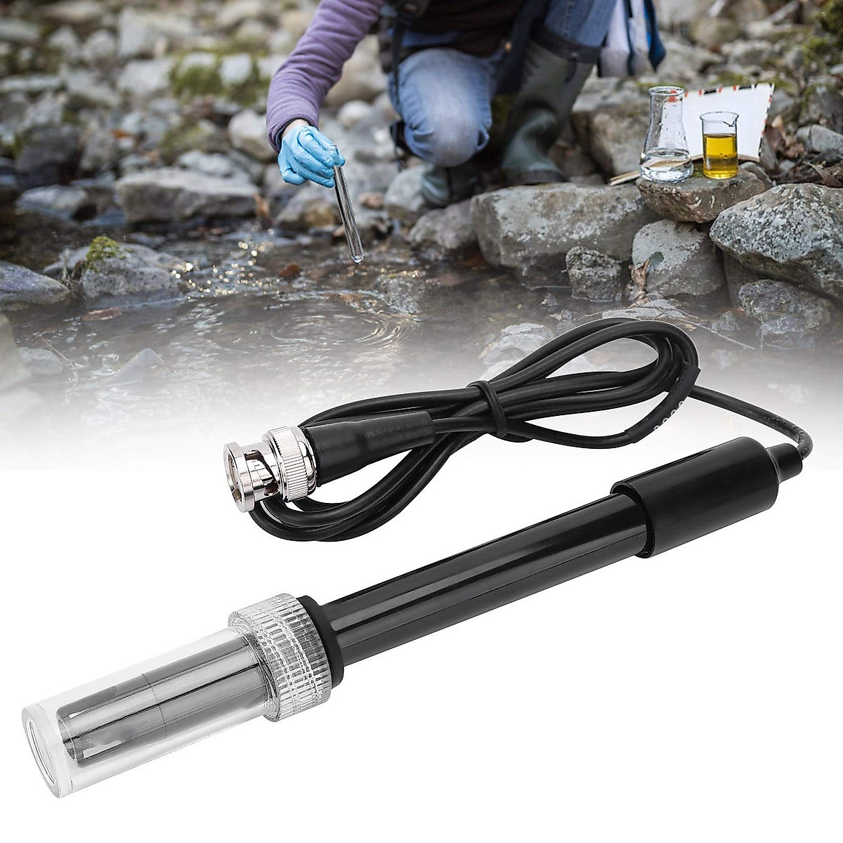 Garosa PH Probe 0-14 PH Detect Sensor Acquisition Monitoring PH Electrode Replacement Probe Electrode Probe Connector Cable Sensor