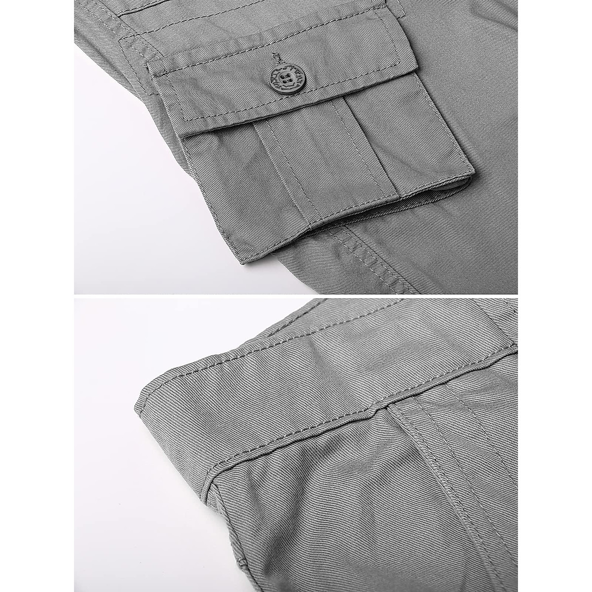 OCHENTA Men's Cotton Casual Cargo Work Pants Military Tactical Combat with 8 Pockets Hiking Light Grey 42