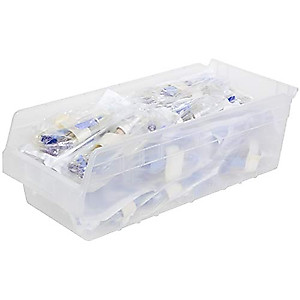 Akro-Mils 30088 Plastic Nesting ShelfMax Storage Bin Box, (18-Inch x 8-Inch x 6-Inch), Clear, (8-Pack)