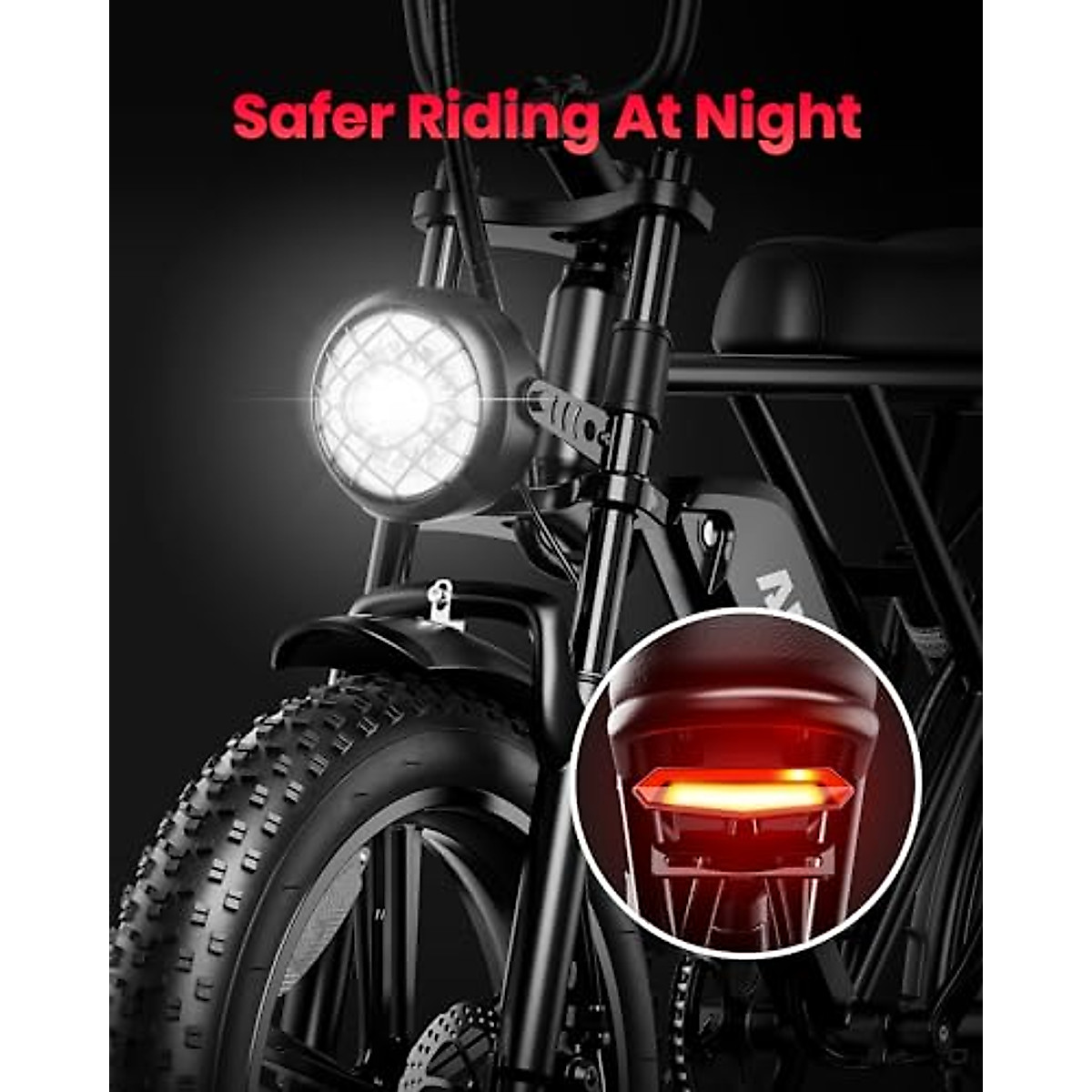 AMYET V9-G60 Electric Bike for Adults, 20" Fat Tire Electric Bike, 1000W/Peak 1500W Ebike with 48V20Ah Removable Battery, 30 MPH Shimano 7 Speed Gears, Dual Shock Absorber (Black)