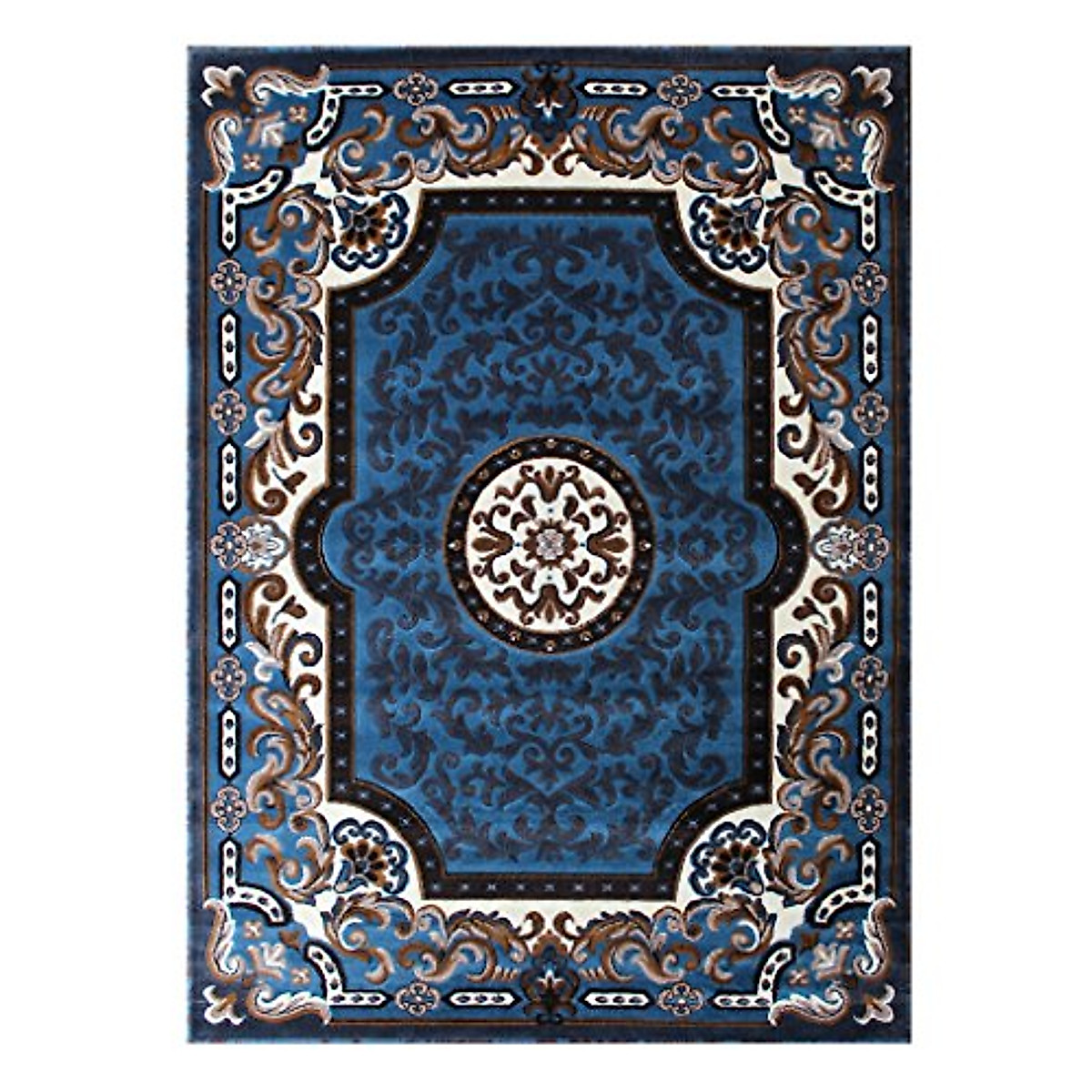 Kingdom Traditional Area Rug Design D 123 Blue (5 Feet X 7 Feet)