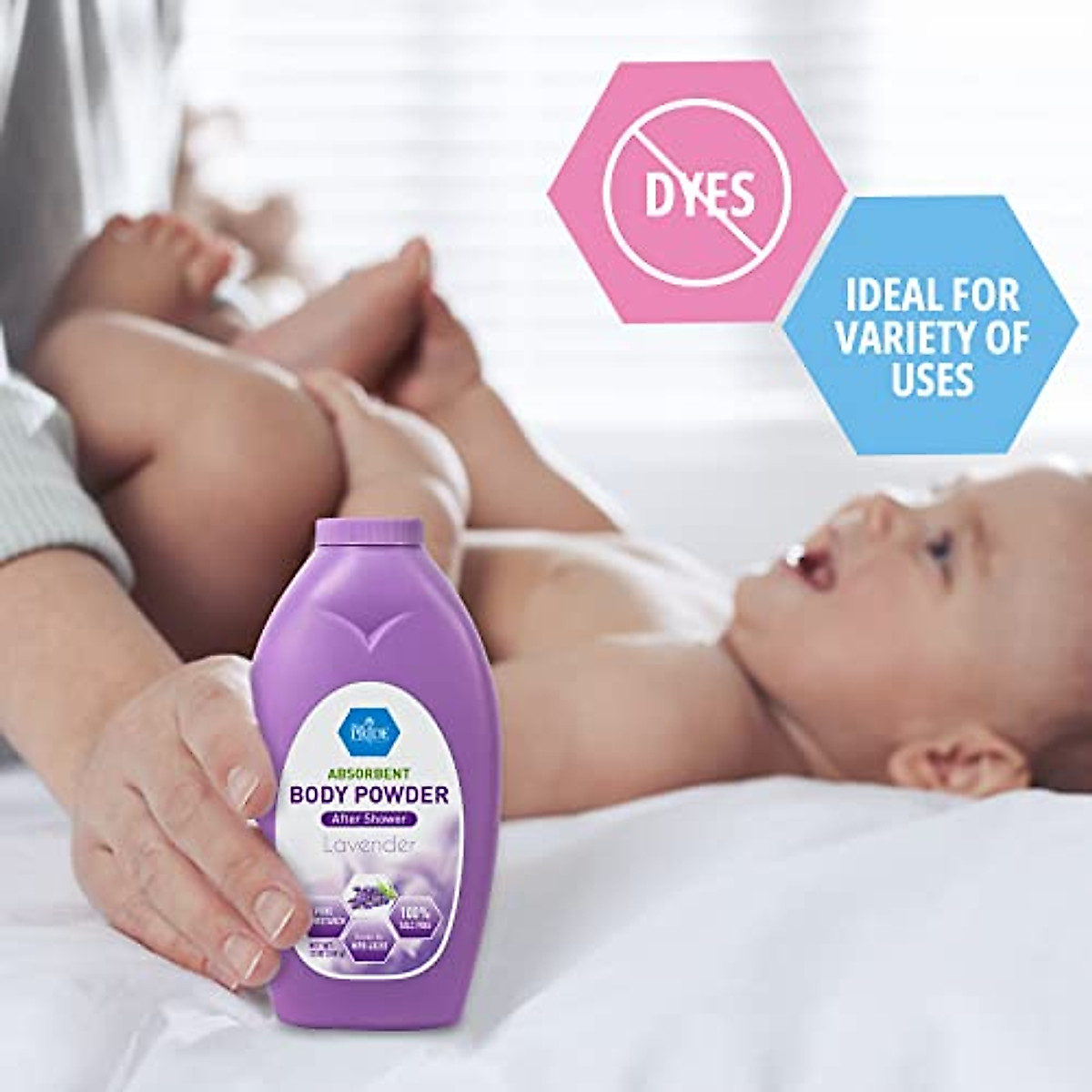 MED PRIDE Premium 100% Talc Free Baby Powder - Pure Cornstarch Absorbent Baby Powder for Odor & Moisture Protection- Paraben-Free Soothing Dusting Powder for Diaper Rash, Chaffing - Lavender 13oz