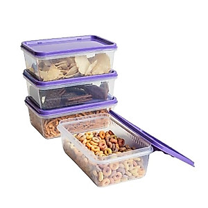 Unica Food Storage Container, with Airtight Lid, Nestable Rectangle Meal Prep Container, BPA-Free, Microwave, and Freezer Safe, Set of 4, 28 oz, 5.56x5.56x3.13 in