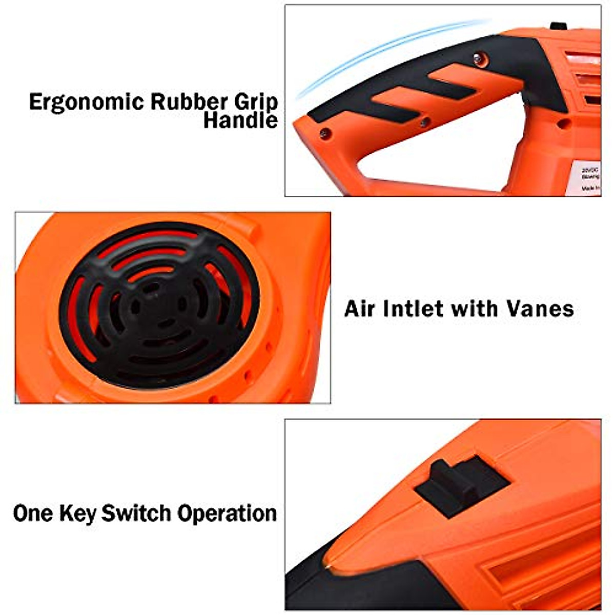 GYMAX Leaf Blower, 20V 2.0Ah Cordless Sweeper of Lightweight & Multi-Purpose Use with Ergonomic Grip, Handheld, 130 MPH 90 CFM, Blower Battery & Charger Included (Orange)
