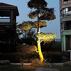 Lumina 4W LED Landscape Lighting Waterproof Landscape Lights Outdoor Low Voltage Spotlights for Walls Trees Flags Light with Warm White MR16 LED Bulb ABS Ground Stake (Bronze, 2 Lights)