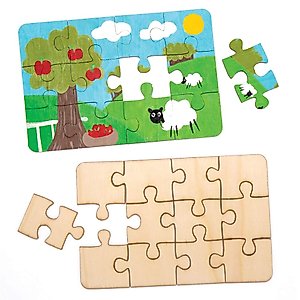 Baker Ross AW602 Wooden Jigsaw Puzzles - Pack of 8, Painting Arts and Crafts for Kids