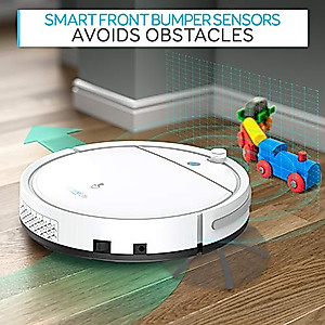 SereneLife Smart Automatic Robot Vacuum Cleaner - Slim Rechargeable Electric Robotic Vacuum Cleaner w/ Self Programmed Navigation, Anti-Fall Sensors - Carpet, Hardwood, Tile PUCRCX10 , White