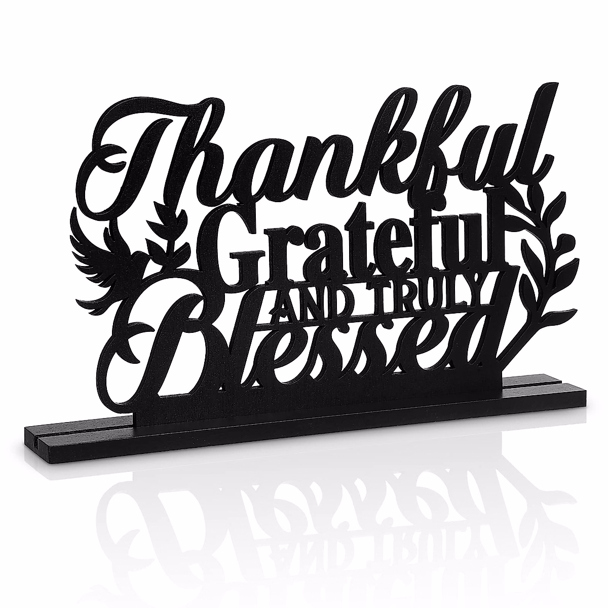 Geetery Inspirational Table Art Thankful Grateful and Truly Blessed Wooden Sign Inspirational Home Table Decoration Motivational Table Centerpieces for Home Kitchen Office Faith Gifts