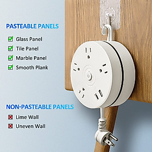 Happlee Retractable Surge Protector Power Strip 4 Widely Outlets 2 Fast Charging USB Ports (USB C USB A) PD 20W with Retractable Extension Cord, Wall Mount Travel Power Strip for Home Office Travel