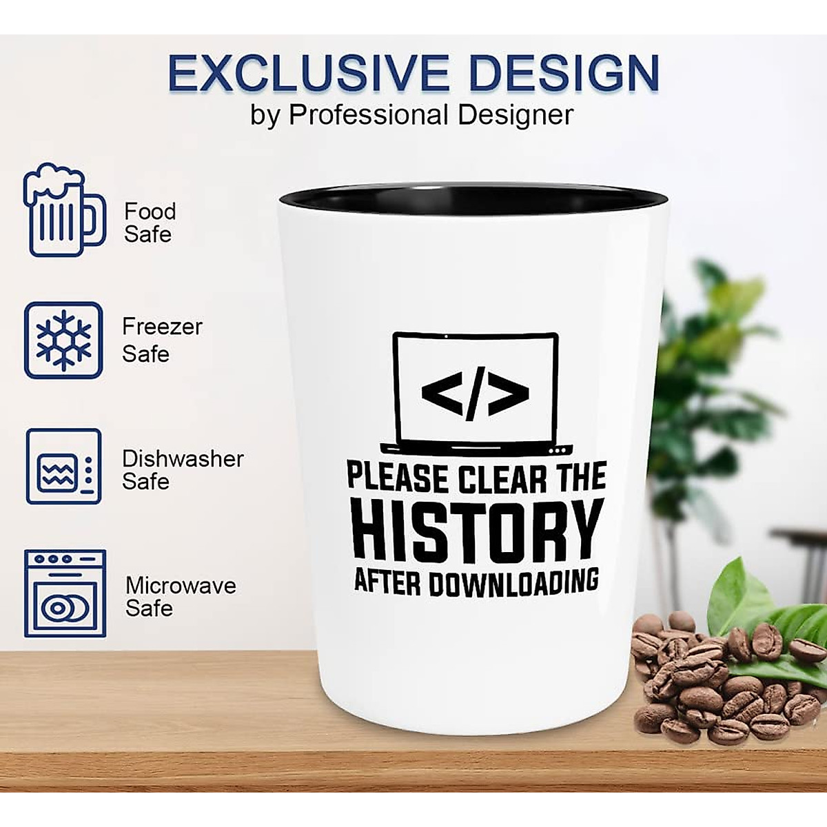 Flairy Land Programmer Shot Glass 1.5oz - Please clear the history - Computer Science Tech Web Developer IT Database Programming Debugging Coding Software