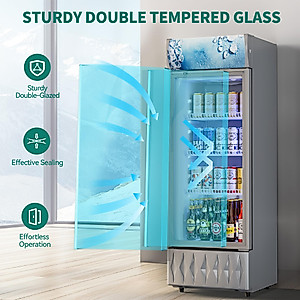 YITAHOME Commercial Merchandiser Display Refrigerator 6.9 CU.FT. with Single One Glass Door, Beverage Drink Beer Fridge Cooler for Office Garage Bar Gym with Customize Lightbox LED & Locking