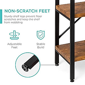 Best Choice Products Large Console Table, 3-Tier 55in Rustic, Industrial Sofa Table Storage for Living Room, Entryway, Foyer, Hallway w/EVA Non-Scratch Feet, Steel Frame - Brown