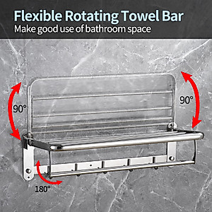 Towel Rack - Stainless Steel BathTowel Rack,Polished 304 Stainless Steel 5 Hooks Towel Shelf，23 inches Foldable Wall Mounted Bathroom Towel Holder