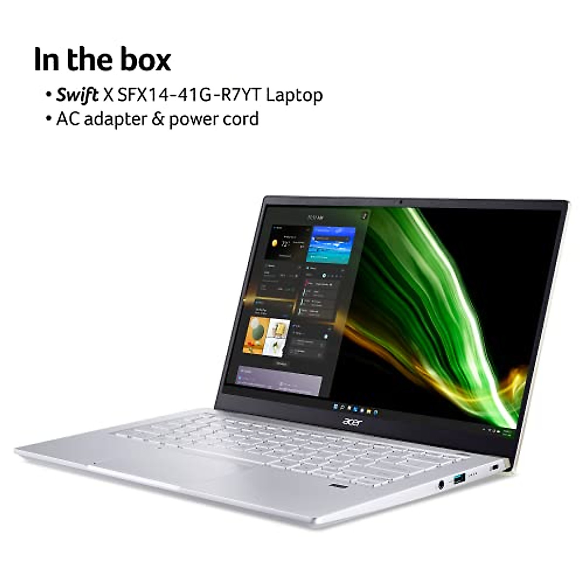 Acer Swift X SFX14-41G-R7YT Creator Laptop | 14" Full HD 100% sRGB | AMD Ryzen 5 5600U | NVIDIA RTX 3050 Laptop GPU | 8GB LPDDR4X | 512GB NVMe SSD | Wi-Fi 6 | Backlit Keyboard | Windows 11 Home, Gold