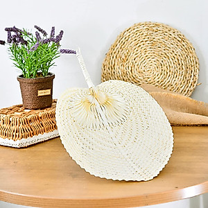 GUITU Natural Raffia Fans, Whole Leaf, Handmade Bamboo Fan, Palm Leaf Handheld Fans, A Must-Have Fan for Hot Summers Exquisite Handicraft(2pcs)