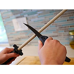 Diamond Machining Technology (DMT) CS2 Ceramic Knife Sharpener and Knife Honing Rod, 12 Inch, White,black