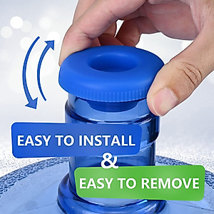 Kinggrand Kitchen 5 Gallon Water Jug Cap Matches Water Bottle Dispenser 4 Pack Reusable Water Bottle Cap Silicone No Spill Top Lid Cover Fits 55mm Bottles