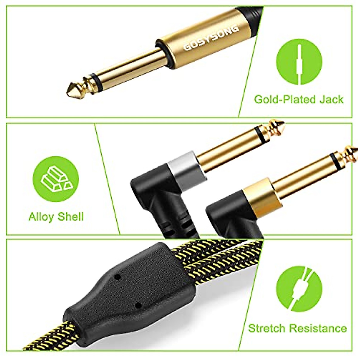 GOSYSONG 1/4 Insert Cable, 1/4 Stereo to Dual 1/4 Mono TRS Insert Cable 15ft, Stereo Breakout Cable 1/4,Stereo to Mono TRS Splitter