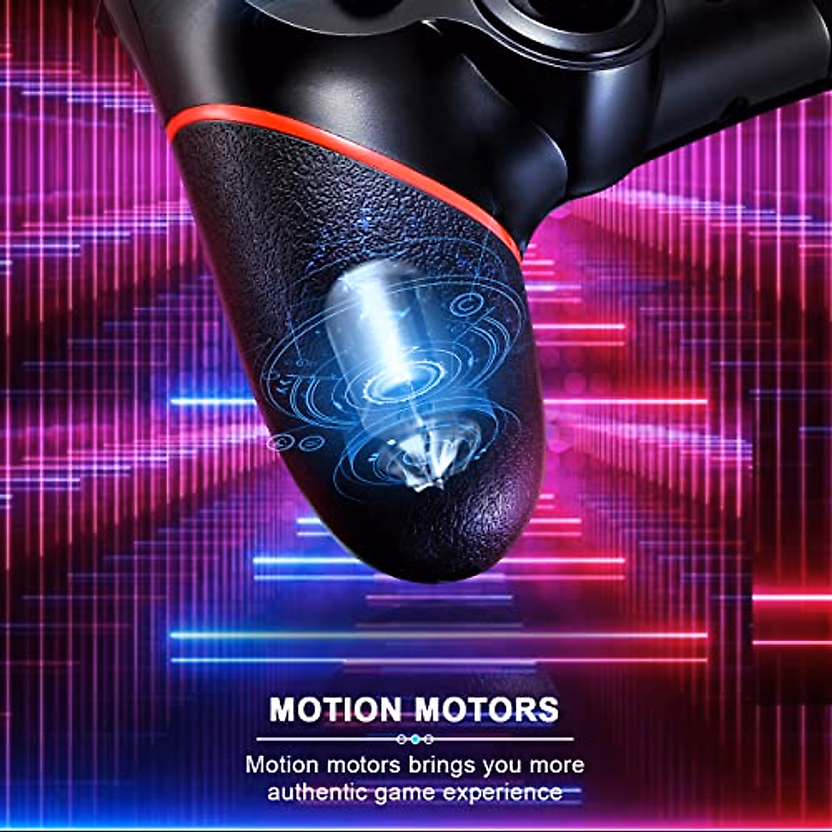 Deeptick Wireless Gamepad Controller For PS4/PC with Motion Motors and Audio Function, Mini LED Indicator, USB Cable and Anti-Slip (Red)