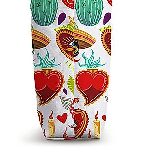 Mexican Red Chilli Pepper Sacred Hearts Sugar Skull Pattern Tote Bag