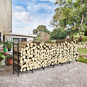LIANTRAL Firewood Rack Outdoor 8-ft Heavy Duty Firewood Rack Stand Log Holder Fireplace Wood Storage Stacker Outside