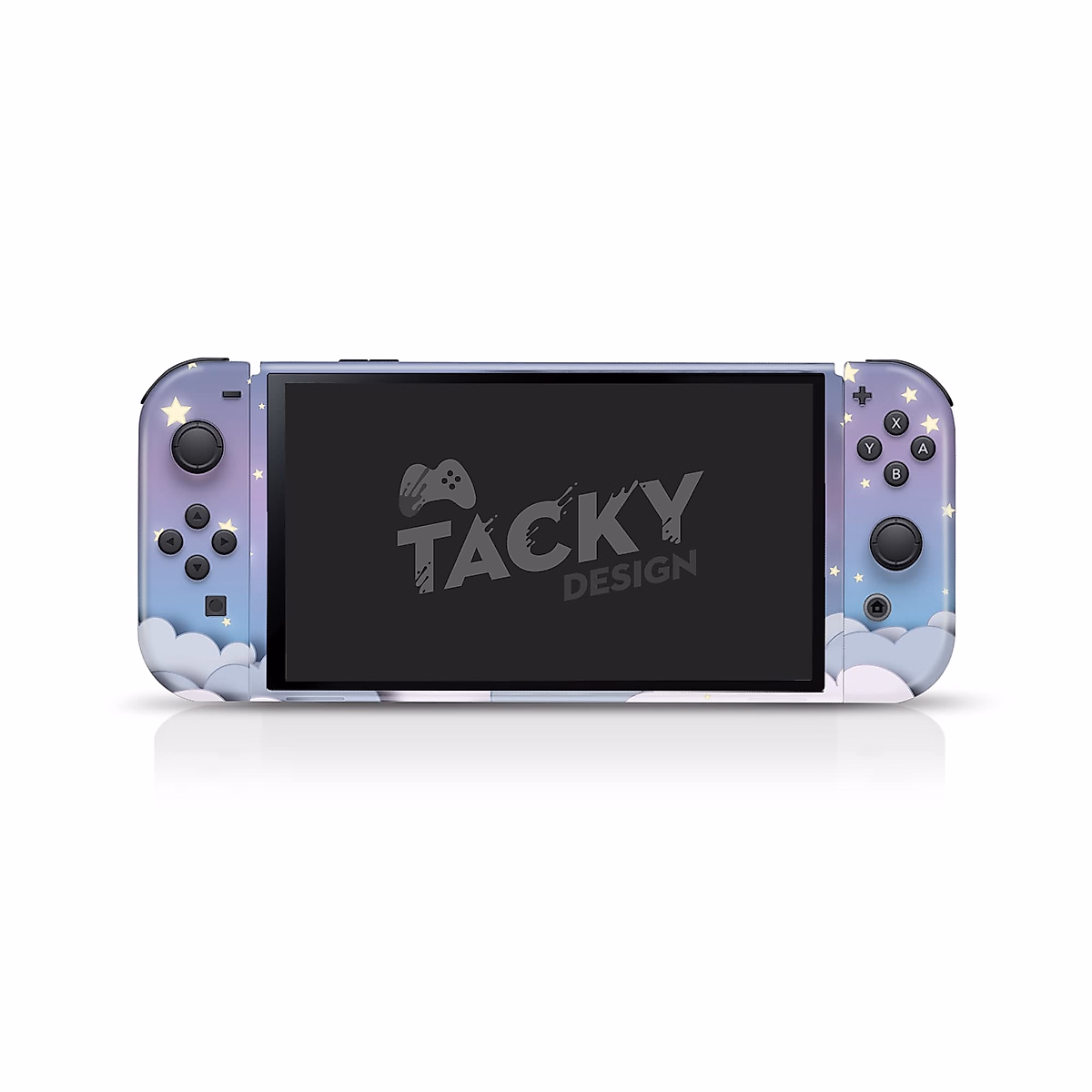 Tacky Design Purple Clouds Skin Compatible with Nintendo Switch OLED Skin Wrap Cover, Cute Moon Skin for Nintendo Switch OLED Stickers, Premium Vinyl 3M Full Wrap Decal