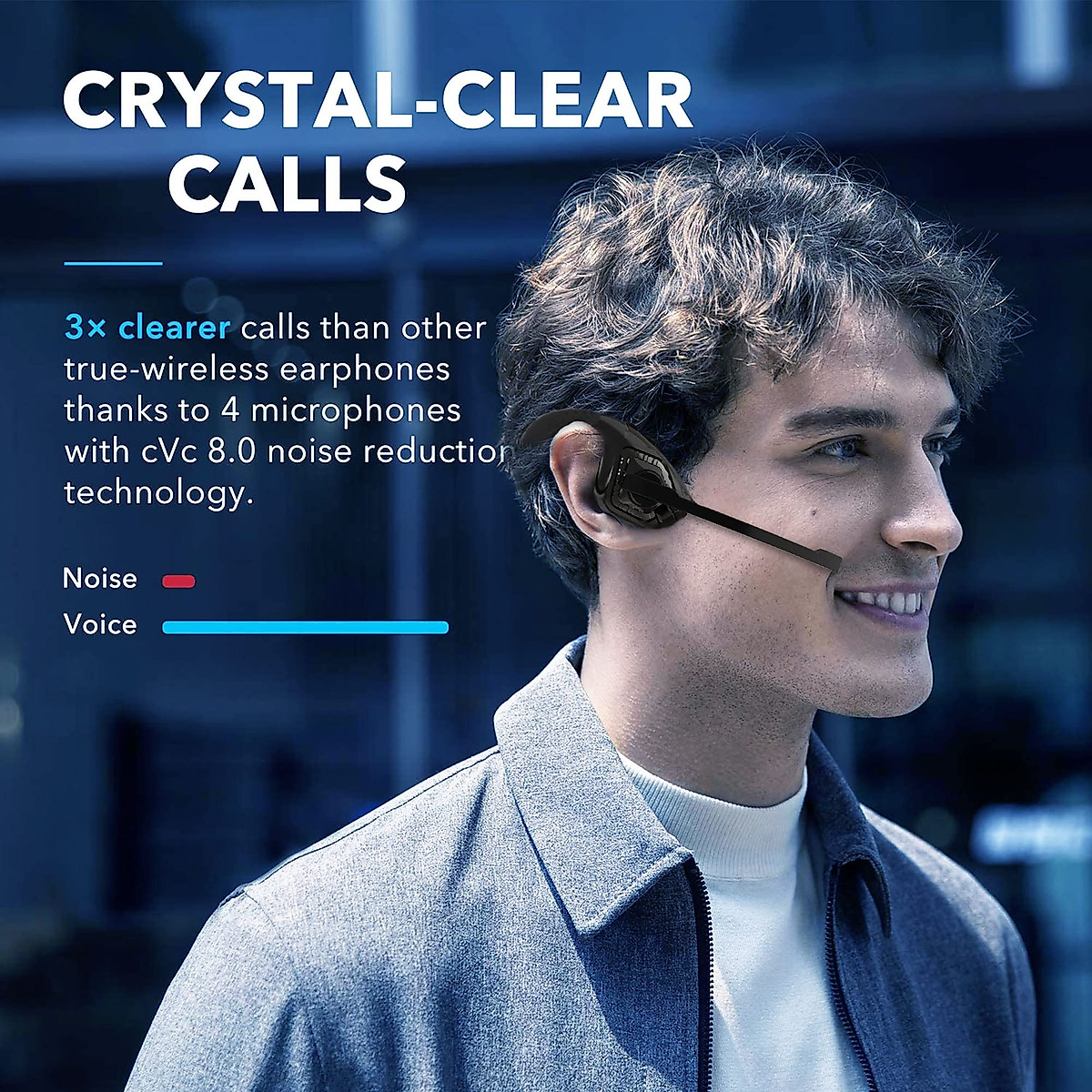 Bluetooth Headset V5.2, Wireless Headset with CVC8.0 Dual Mic Noise Cancelling Bluetooth Earpiece 150 Hrs Standby Time Hands-Free Bluetooth Earphones for Cell Phone iPhone Business/Workout/Driving