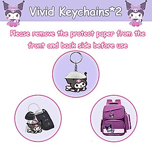 Cartoon Kawaii Set Including Bookmarks Pens Card Holders with Lanyard Sticky Note Ruler Stickers Button Badges Keychain