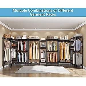 VIPEK V6 Wire Garment Rack Heavy Duty Clothes Rack Metal Clothing Rack with Shelves, Freestanding Portable Wardrobe Closet Rack for Hanging Clothes 74.4" L x 17.7" W x 76.8" H, Max Load 780LBS, Black