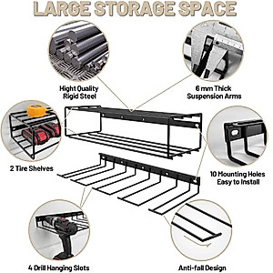 MY RUSTIC Power Tool Organizer Wall Mount and Drill Holder Wall Mount, Cordless Drill Tool Organizer, Garage Tool Holder Wall Mount for Handheld Power Tools Heavy Duty Floating Tool Shelf-1-Pack