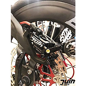 Juin Tech M1 Cable Actuated Hydraulic Bicycle Bike Disc Brake Caliper Set Extra Powerful Hybrid Brake for Road/Mountain/Cyclocross/Gravel/E-Bike/Folding Bike etc. use (Black)