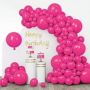 RUBFAC 110pcs Hot Pink Balloons Latex Balloons Different Sizes 18 12 10 5 Inch Party Balloon Kit for Birthday Baby Shower Wedding Princess Theme Party Decoration