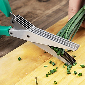 Herb Scissors Set with 5 Multi Stainless Steel Blades, Safe Cover and Cleaning Comb, Multipurpose Kitchen Chopping Shear, Mincer, Sharp Dishwasher Safe Kitchen Gadget, Culinary Cutter Chopper