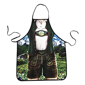 MOMOONNON Creative Bavarian Tracht Apron Lederhosen Apron Oktoberfest Bavarian Funny Apron Kitchen Cooking Grilling BBQ Baking Apron for Men