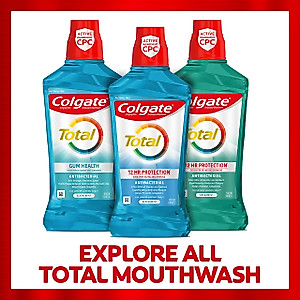 Colgate Total Gum Health Alcohol Free Mouthwash, Antibacterial Formula, Helps Prevent Gingivitis Gum Disease, Clean Mint - 1L, 33.8 fluid ounce, 6 Pack