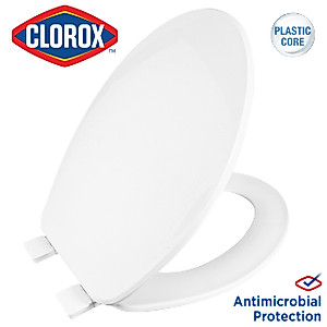 Clorox Elongated Plastic Toilet Seat with Easy-Off Hinges, Wiggle-Free