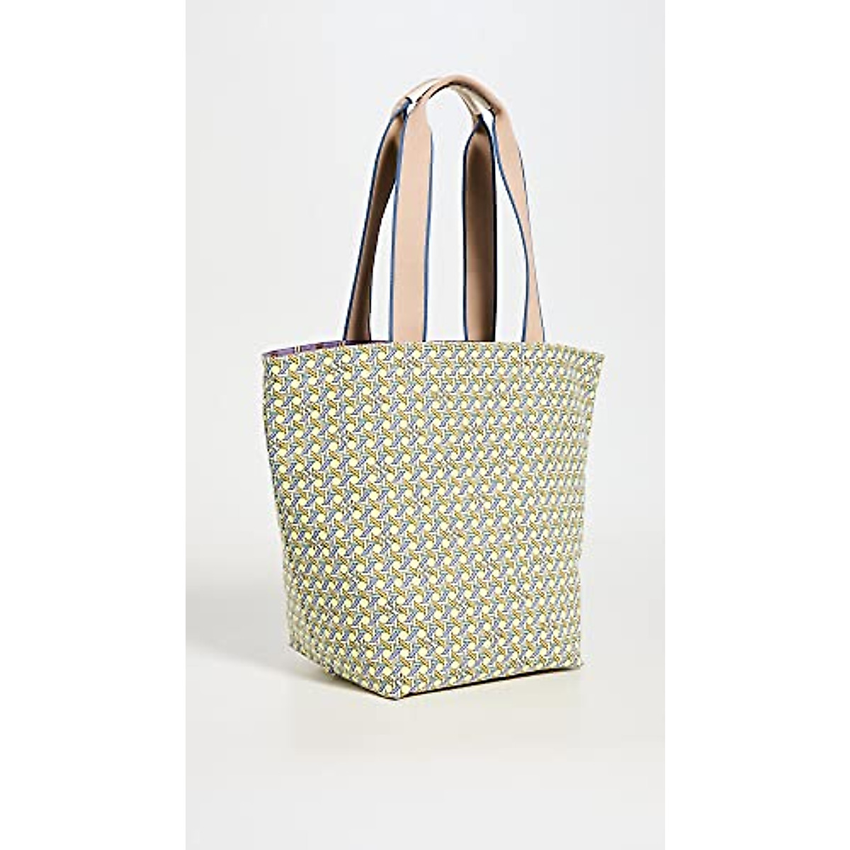 Tory Burch Women's Gracie Printed Canvas Tote, Acid Lemon Basketweave, One Size