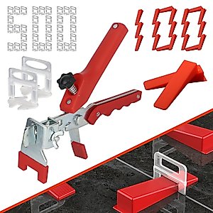 TR TOOLROCK Tile Leveling System 1/8 inch Kit - 500Pcs 1/8 inch Tile Spacers Clips and 100Pcs Tile Wedges and 1Pc Floor Tile Plier Lever Building Walls Floors Tile Tools Kit