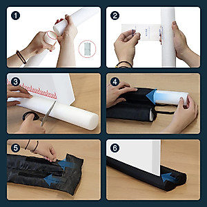 MAXTID Door Draft Stopper 36 Inch, Fits Door Gaps up to 1.7 Inch, Grey Under Door Sweeps Weather Stripping Large Door Noise Blocker Sound Proof Guard