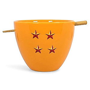 Dragon Ball Z 4-Star Ball Ceramic Noodle Bowl & Chopsticks Set | Official Goku Themed Dragon Ball Z Collectible Bowl | 16 Ounce Dish