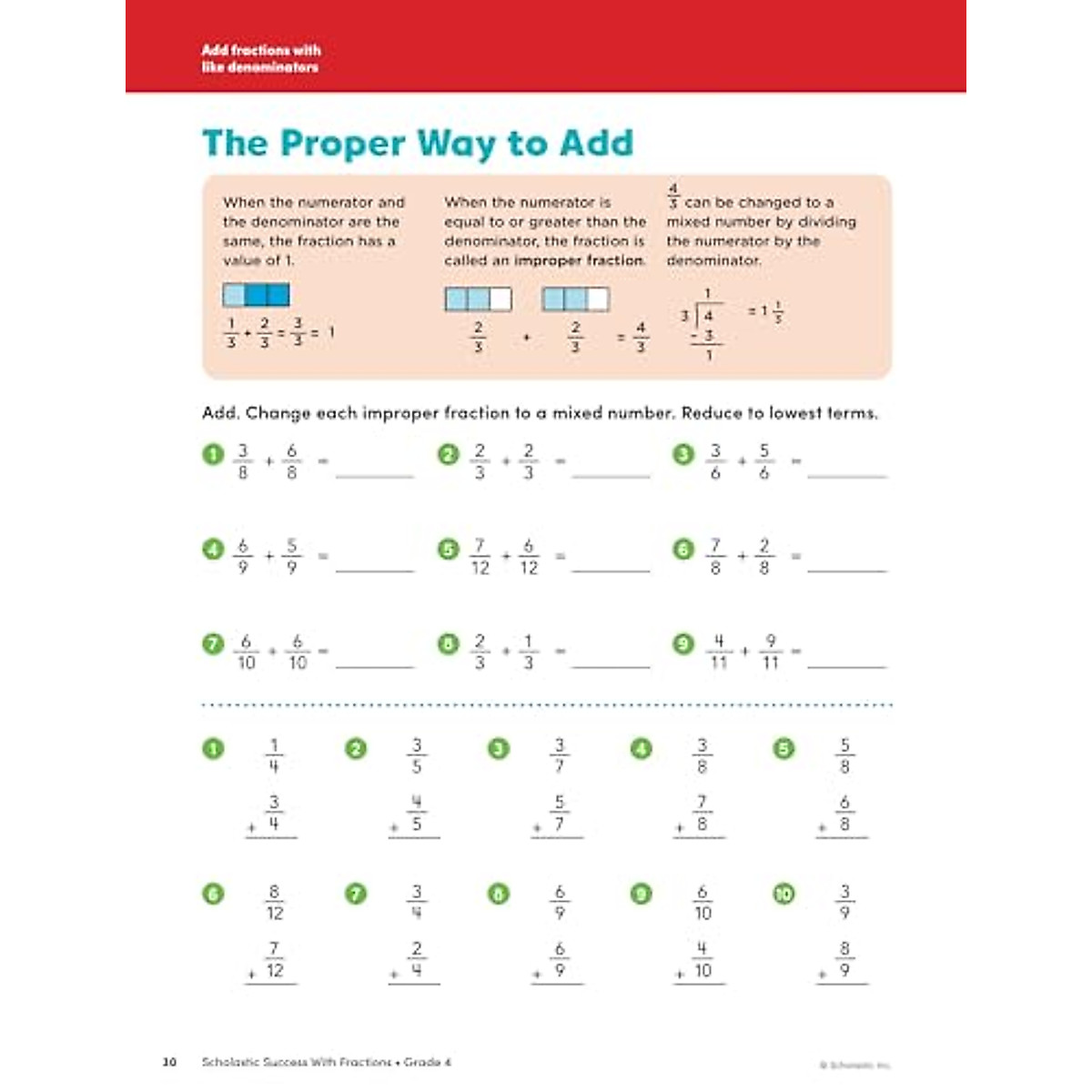 Scholastic Success with Fractions Grade 4 Workbook