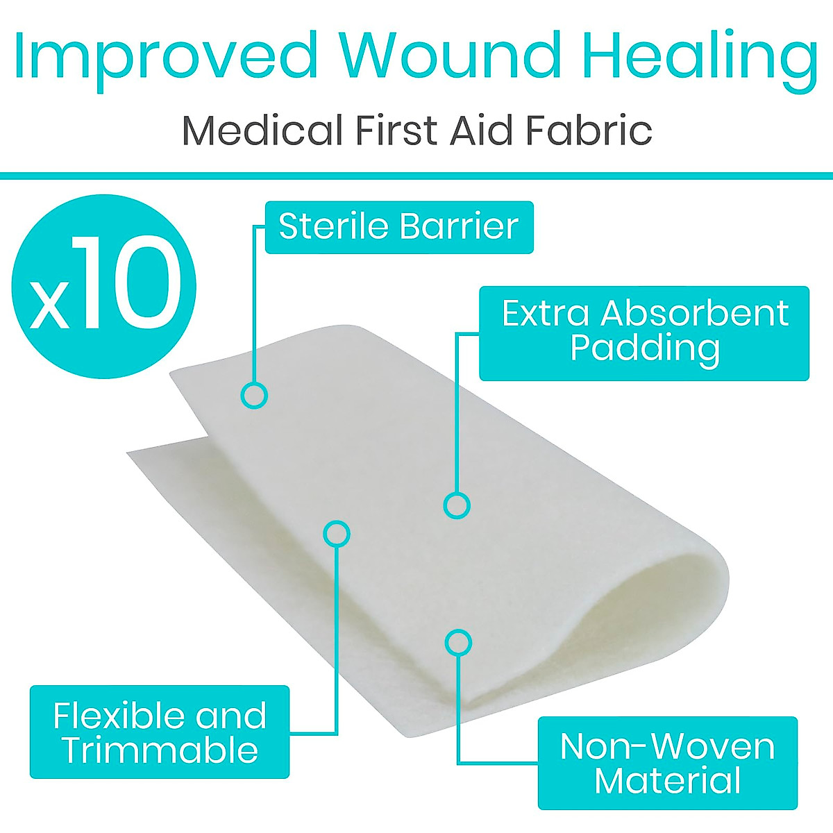 ViveCare Silver Calcium Alginate Wound Dressing - Sterile 4x4 Medical Gauze Pad - Wound Care for Burns, Cysts and Ulcer Treatment - Highly Absorbent Individual Patch - Non-Stick Padding