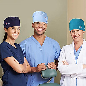 12 Pieces Bouffant Nursing Scrub Surgical Cap Adjustable Button Hats Sweatband Gourd Shaped Hats for Women Men, 12 Colors Multicoloured